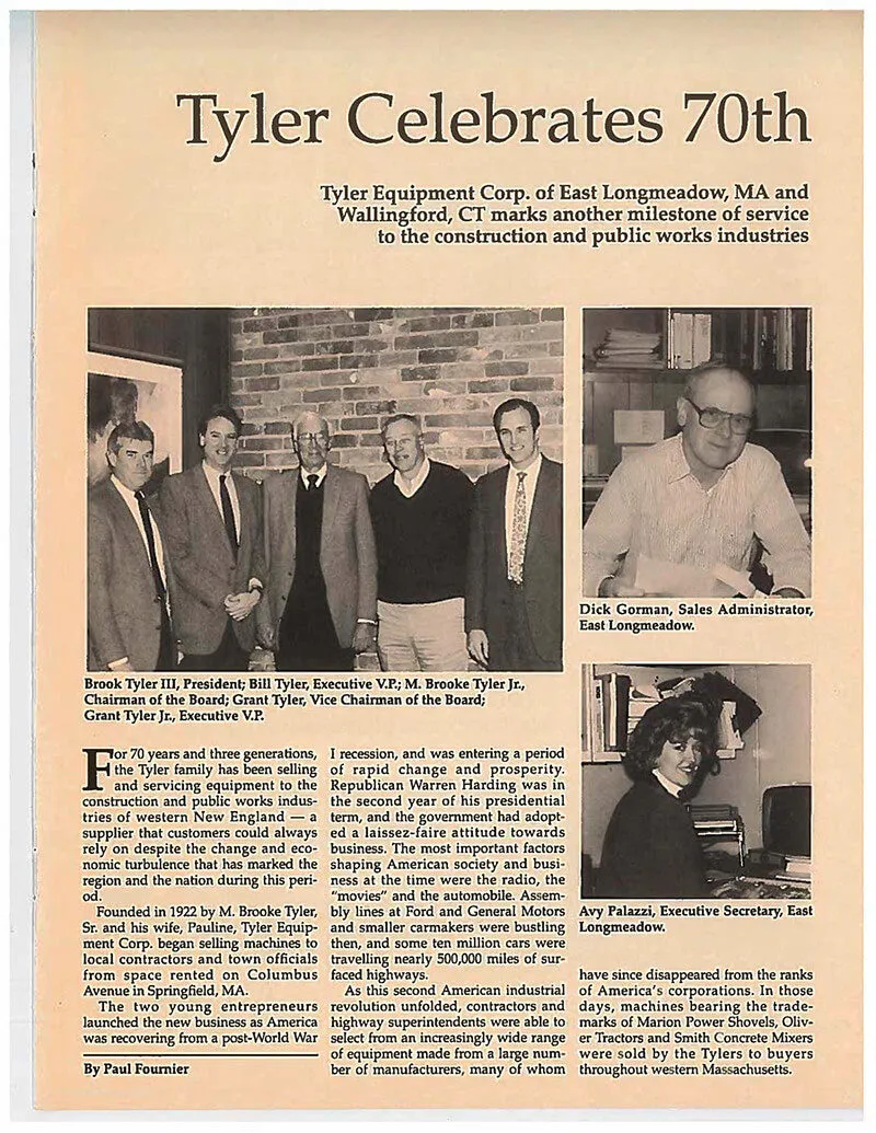 About Us » Tyler Equipment - Southern New England Since 1922