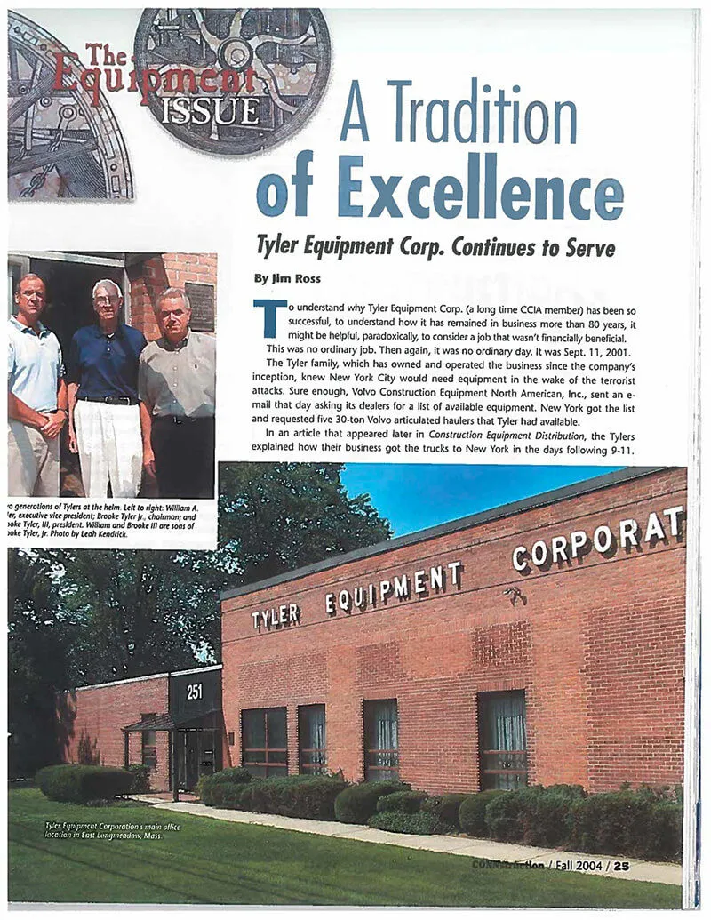 About Us » Tyler Equipment - Southern New England Since 1922